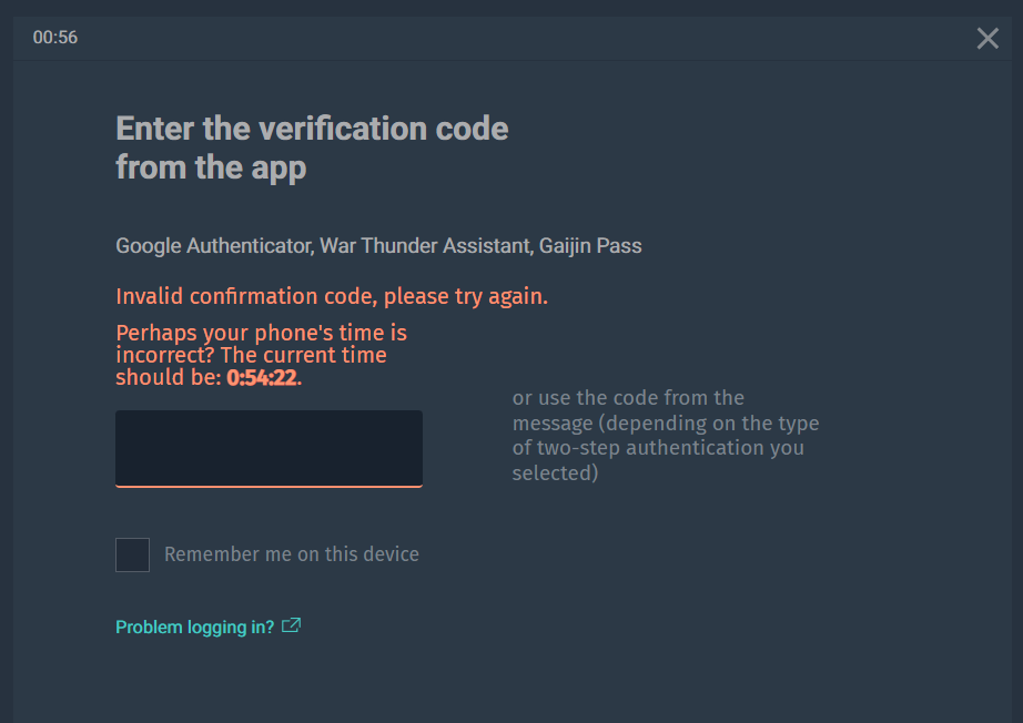 After enabaling Two-Step Authentication to access Gaijin Market, waited ...
